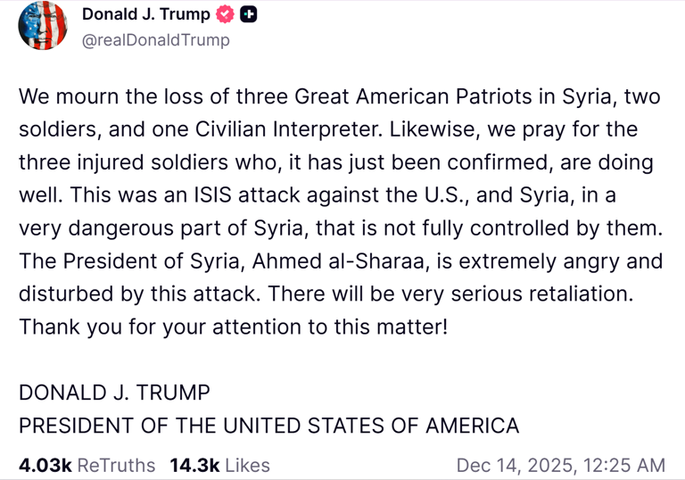 'ISIS attack' on US troops: Trump vows 'very serious retaliation ...