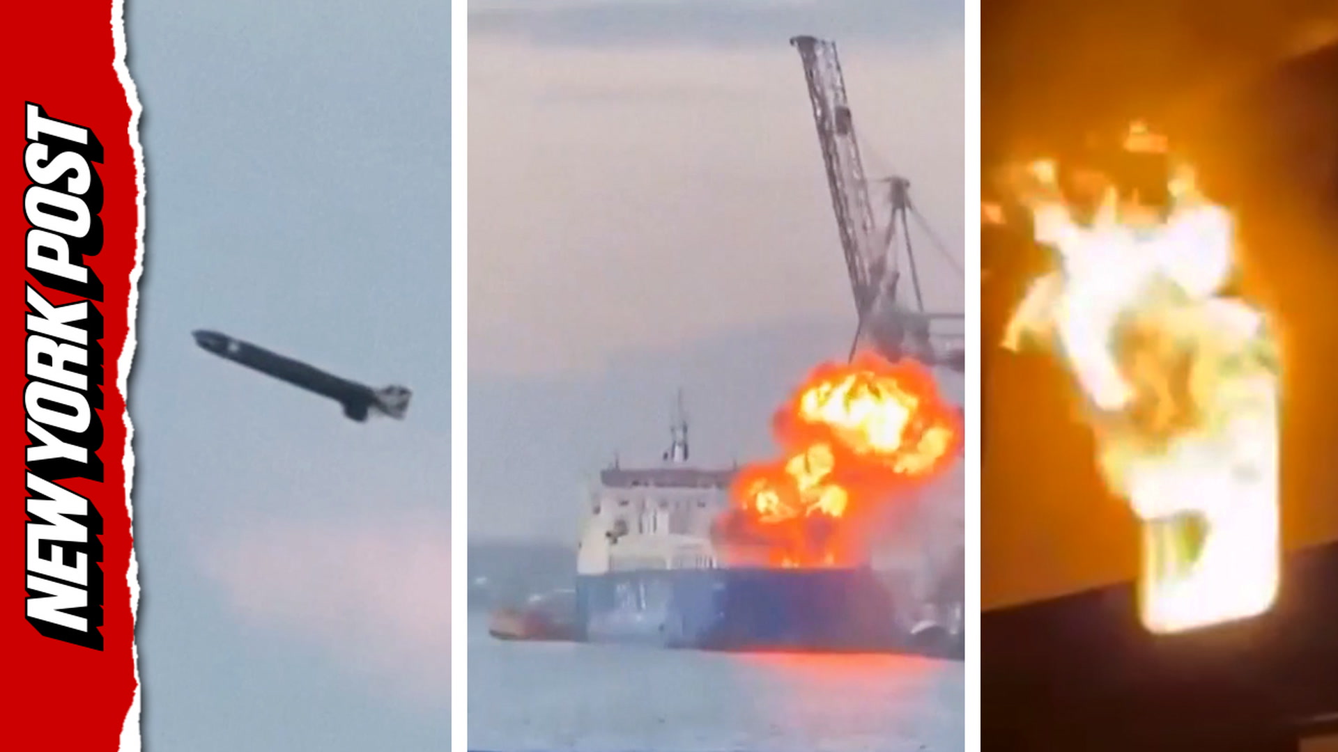 Eyewitness captures moment a Russian projectile blasts Ukrainian sea port