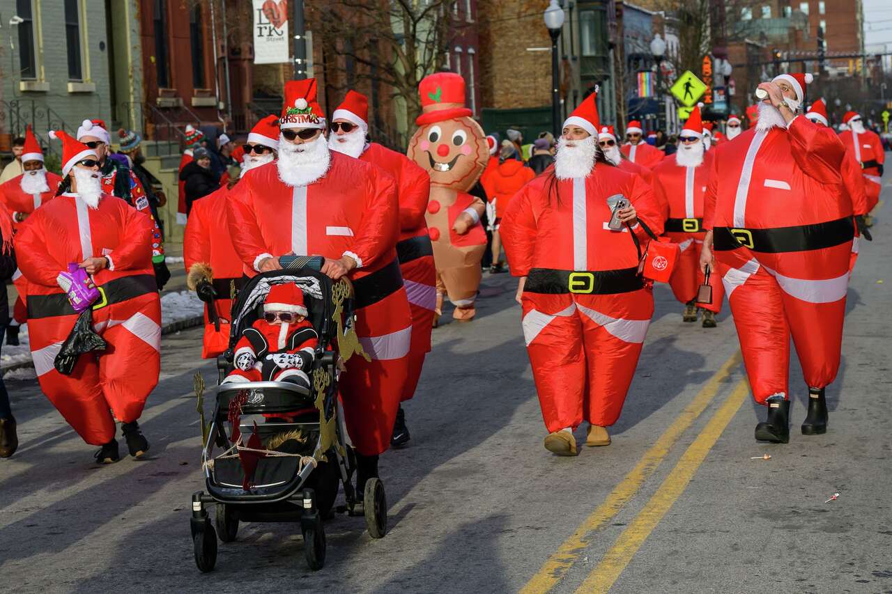 Santa Speedo Sprint at 20 draws hundreds to Albany's Lark Street