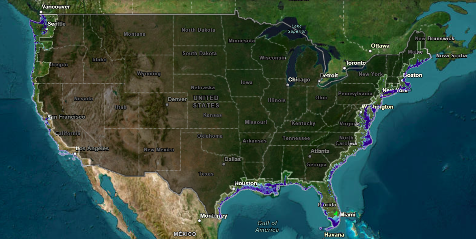 Map shows US cities that could go underwater if sea levels rise 10 feet