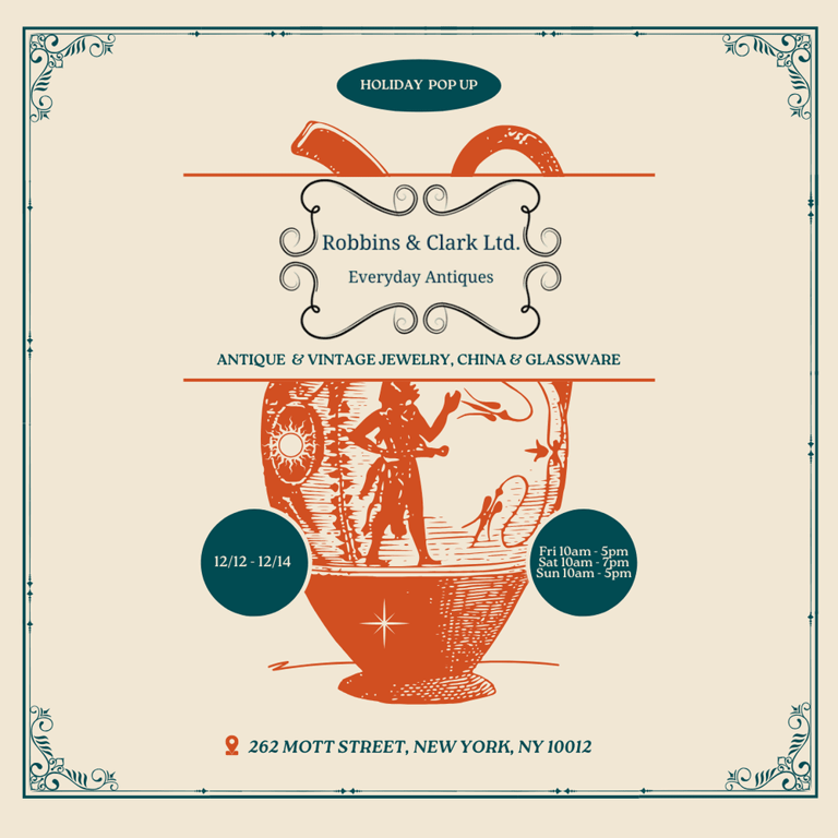 Robins & Clark vintage jewelry & home holiday pop up
