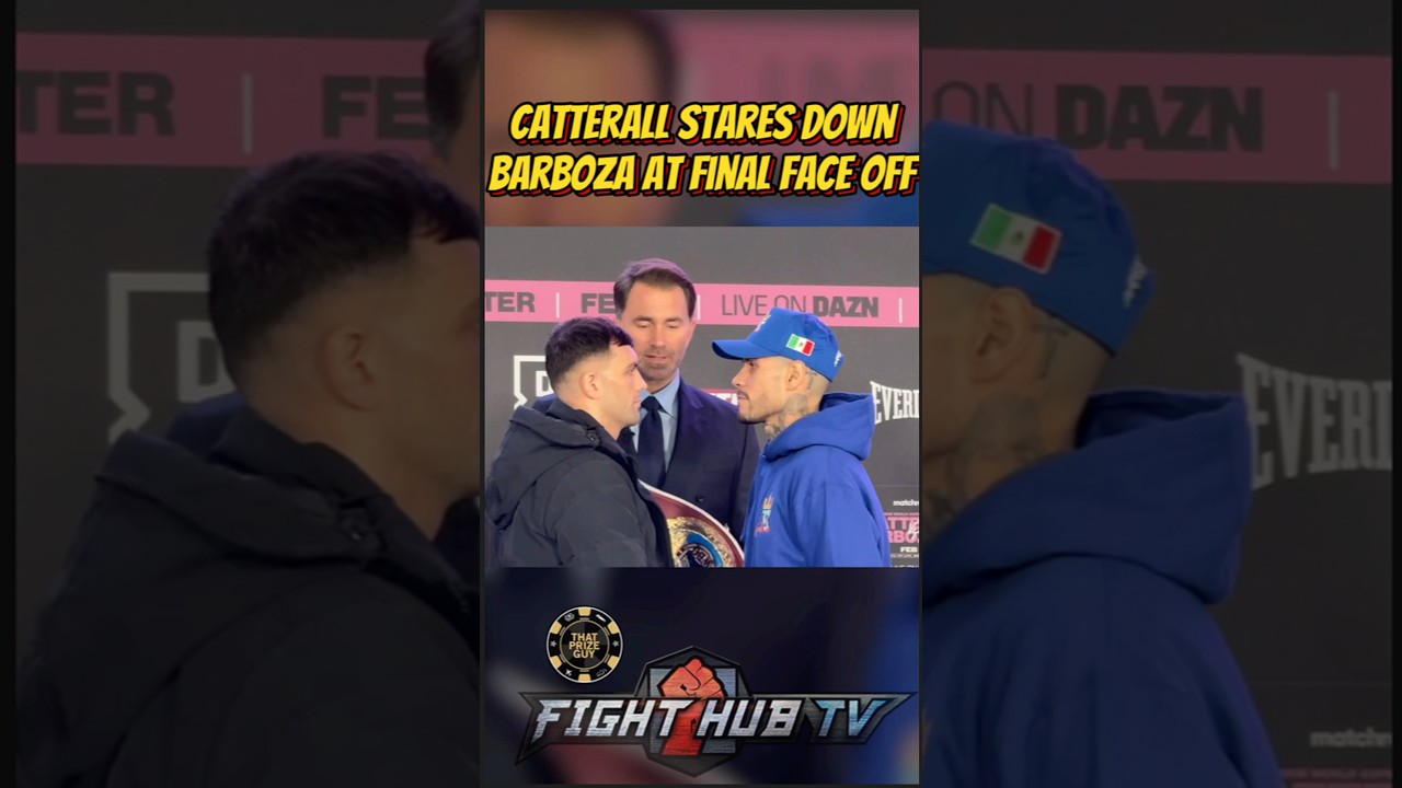 Jack Catterall steps to Arnold Barboza at final face off