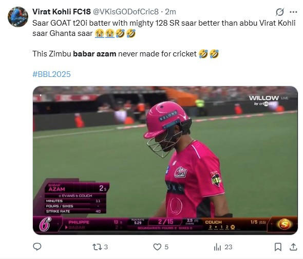 Insult or banter? BBL trolls Babar Azam after Pakistan batter fails on ...