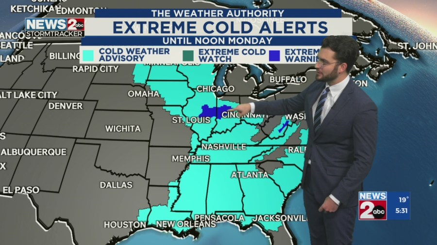 Dangerously cold Sunday