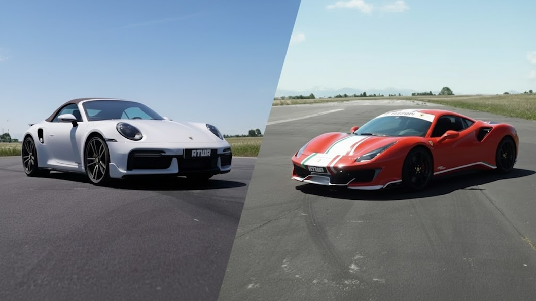 Porsche 911 Turbo S 992 vs. Ferrari 488 Pista drag race