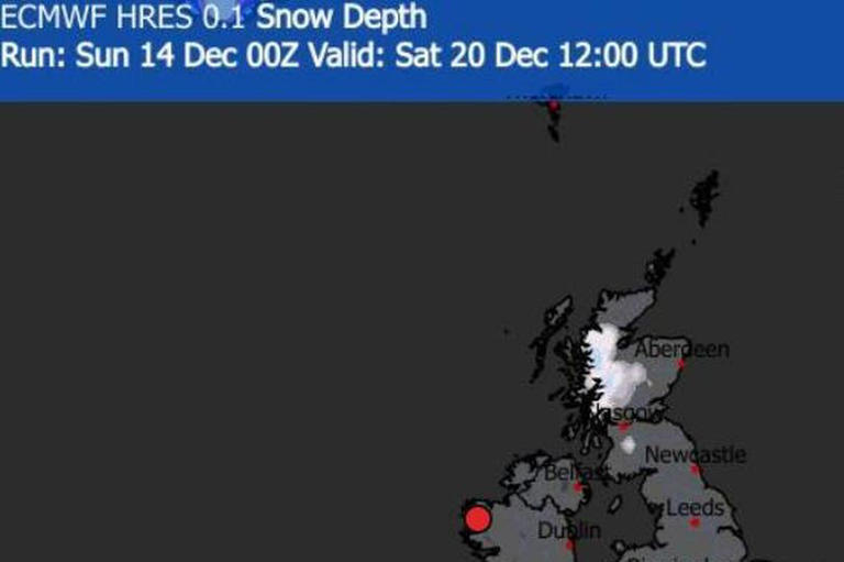 Snow maps show areas of Scotland forecast for nine days of snow