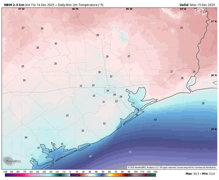 Houston weather this week: Freeze warning Monday, near-80 highs by Thursday