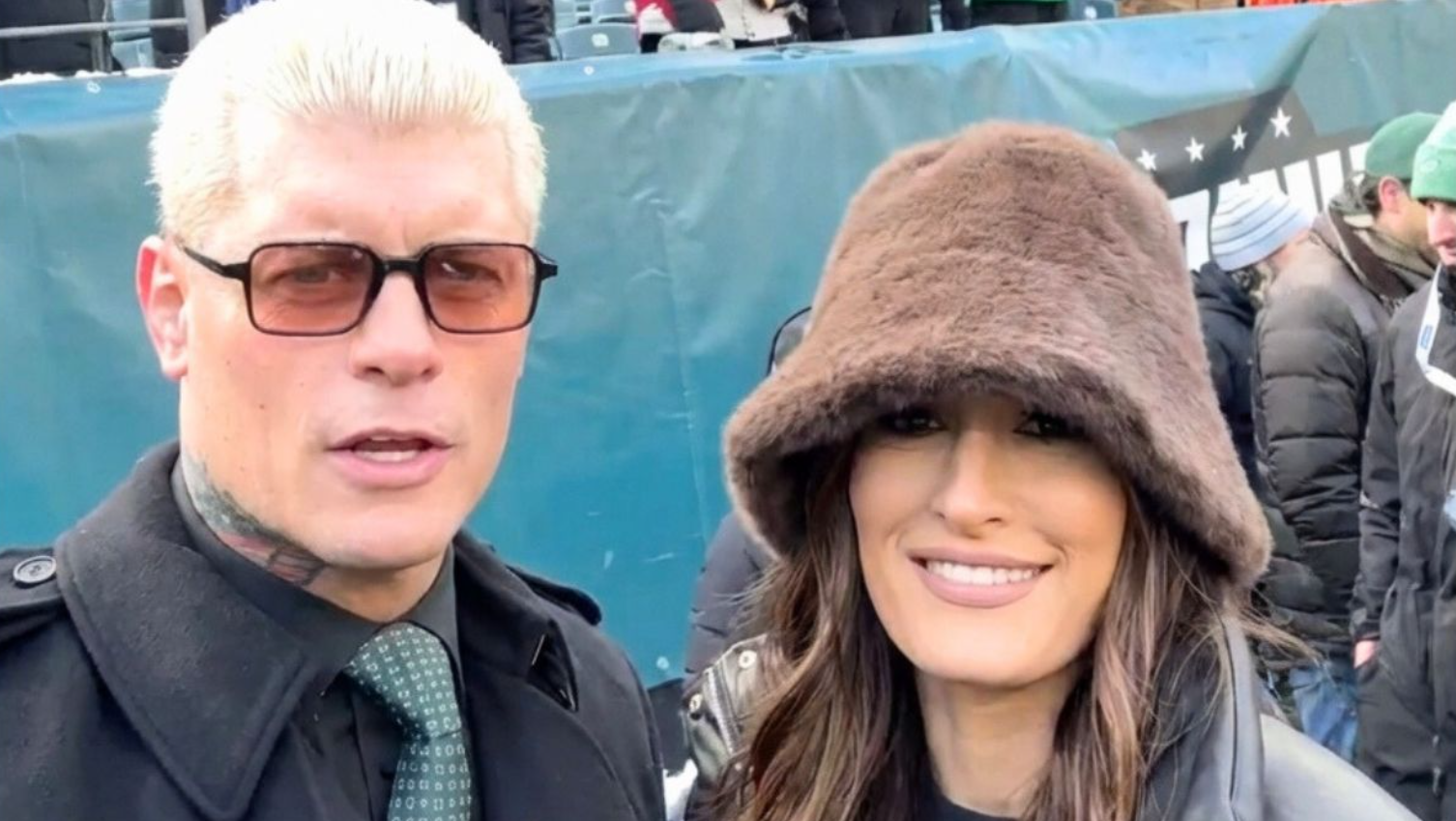 Nikki Bella roots for the Eagles as Cody Rhodes joins her at milestone ...