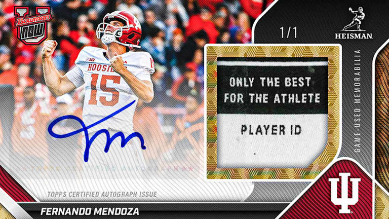 Bowman U Now debuts Fernando Mendoza Heisman winner football card
