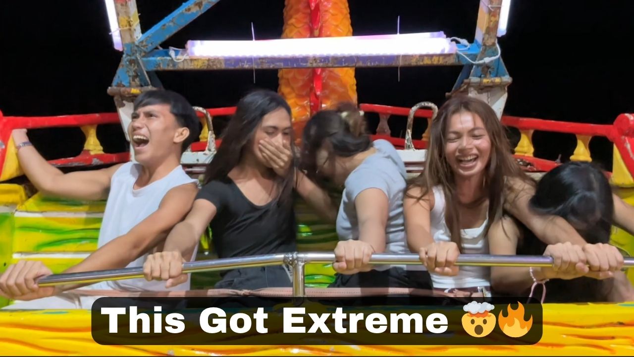 Friends share a wildly funny experience during a thrilling Viking ship ...