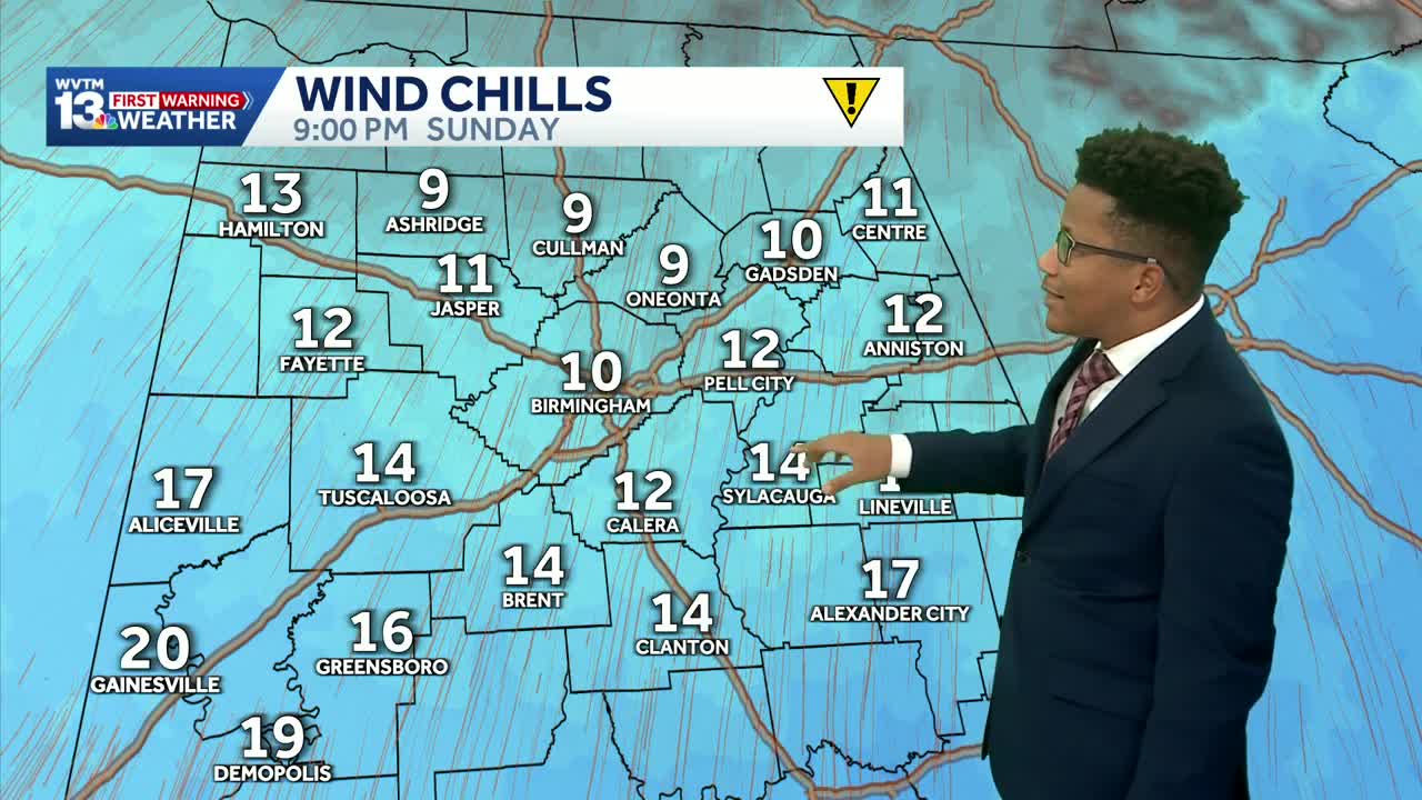 Temperatures and wind chills plummet across Alabama tonight, followed ...