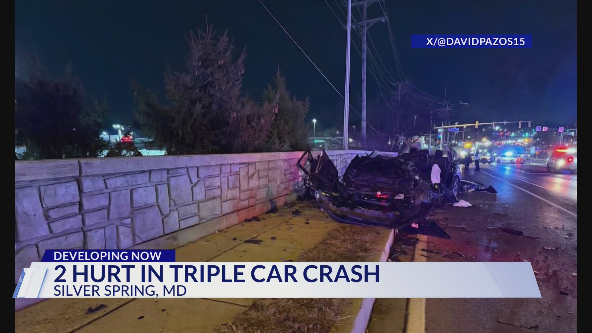 2 hospitalized after 3-car crash in Montgomery County