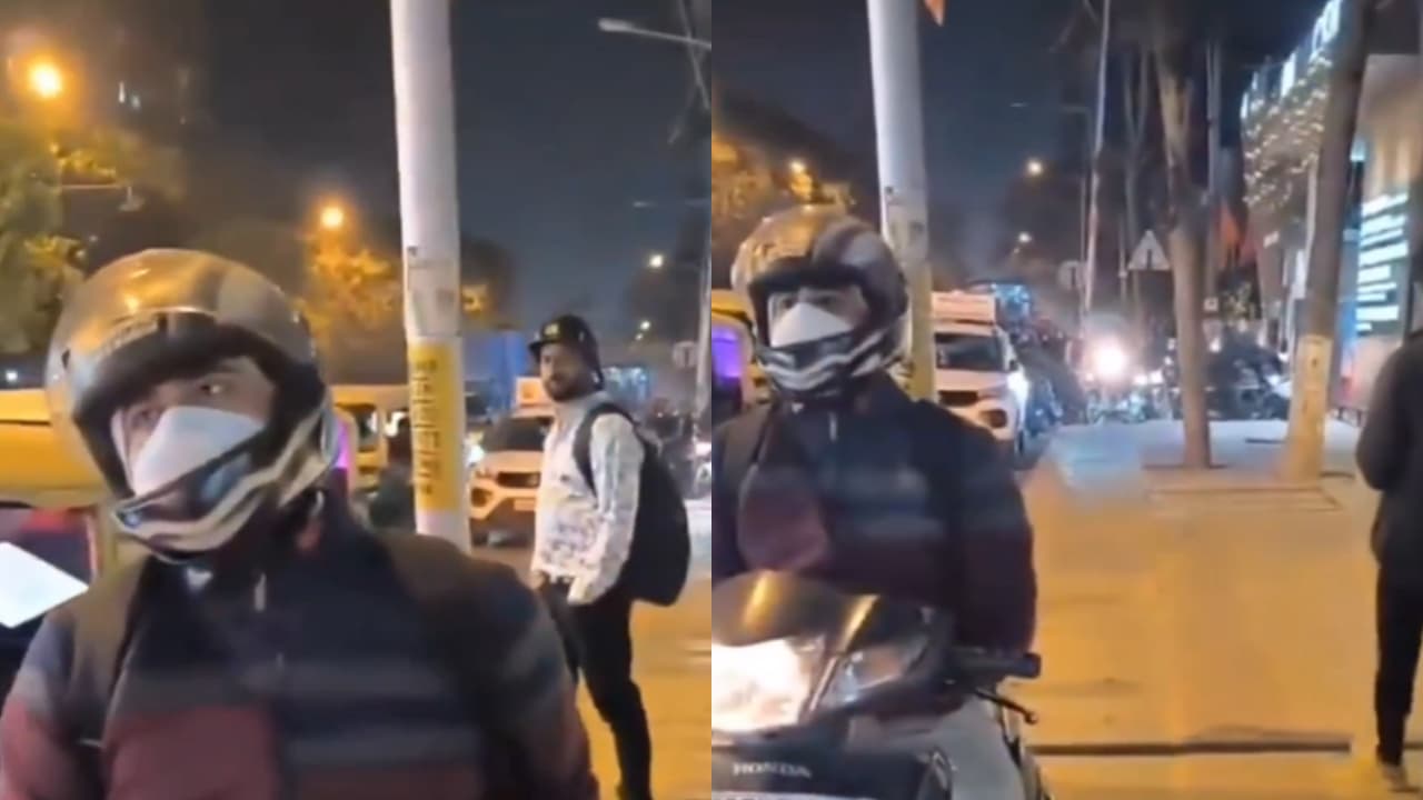 Bengaluru: Two-wheeler rider caught riding on footpath in Thanisandra ...