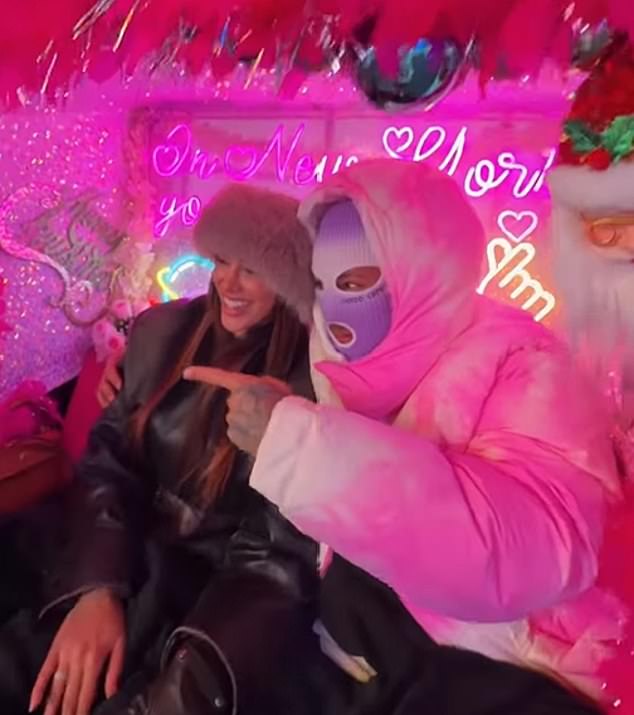 Neymar catches the eye in £4,300 pink and white coat on Christmas trip ...