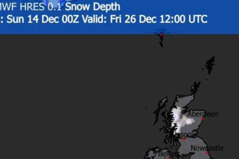 Snow maps show areas of Scotland forecast for nine days of snow