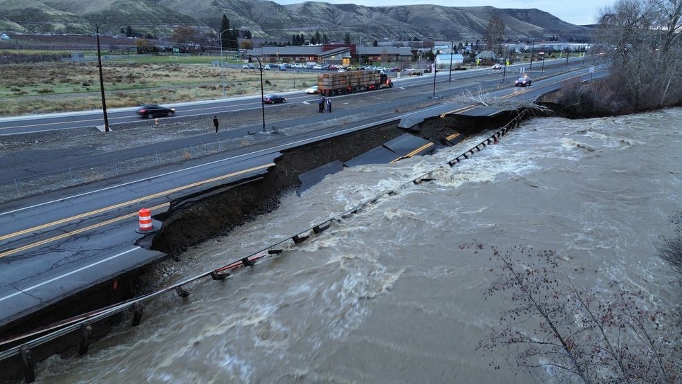 Photos: Flood damage closes Highway 12 in Naches, repairs underway