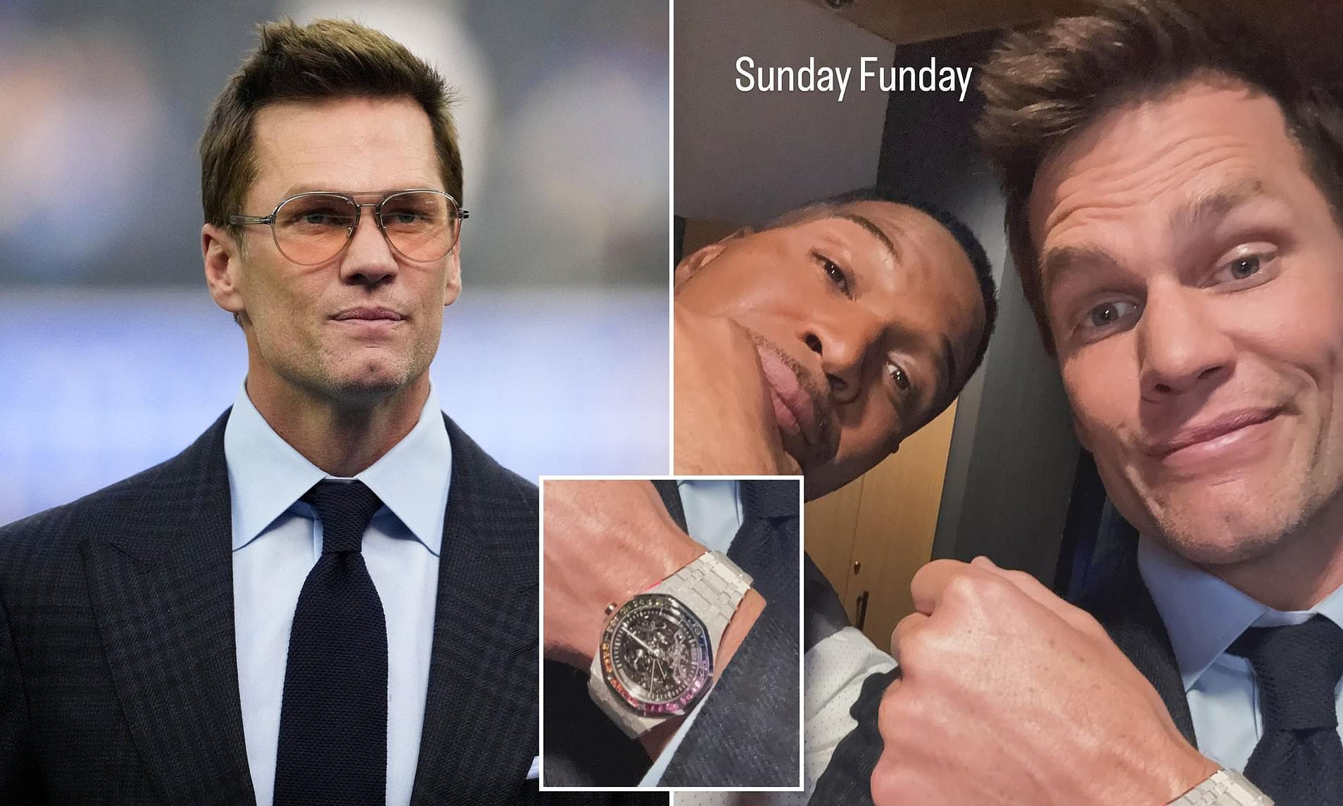 Tom Brady flaunts stunning $500,000 rainbow gemstone watch during Fox ...