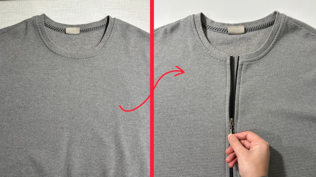 The easiest way to sew a zipper on a sweater — step-by-step tutorial
