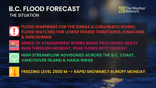 Flood warnings as potent Pineapple Express rains reach BC