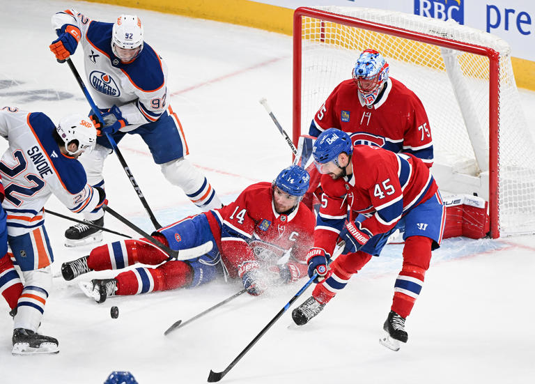 Jakub Dobes stops 27 shots in the Canadiens' 4-1 victory over the Oilers