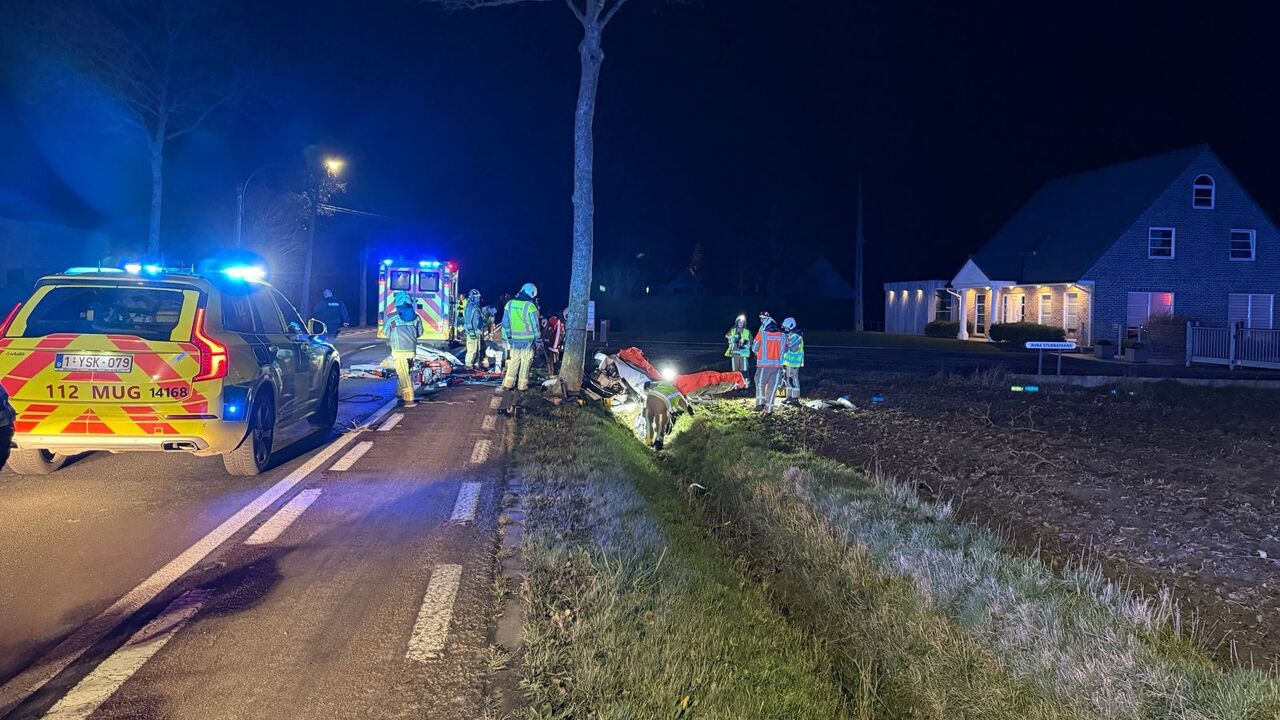 Franse vrouw en dochtertje uit auto bevrijd na ongeval in Elverdinge