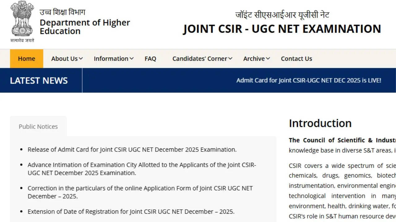 CSIR UGC NET admit card 2025 released: जारी हुआ सीएसआईआर नेट परीक्षा का ...
