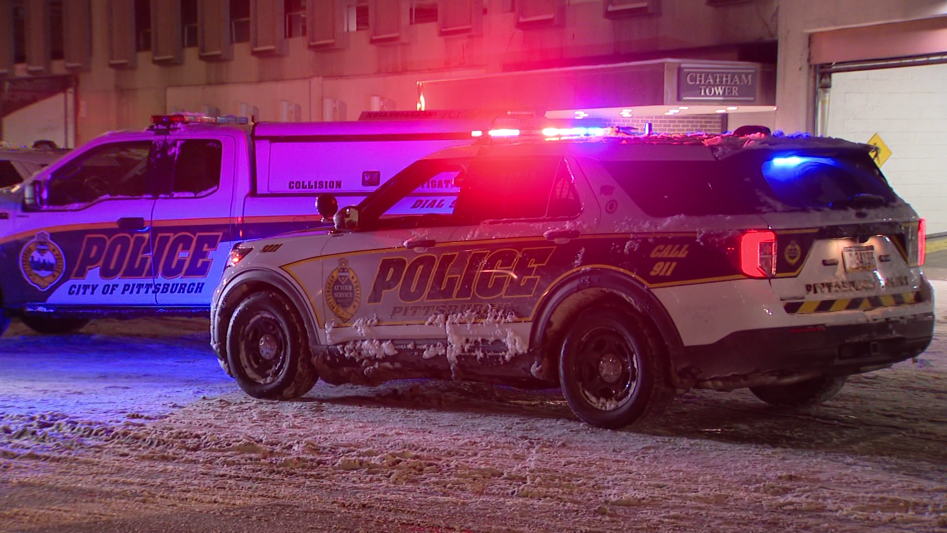 Vehicle catches fire after crashing into parking garage in Pittsburgh