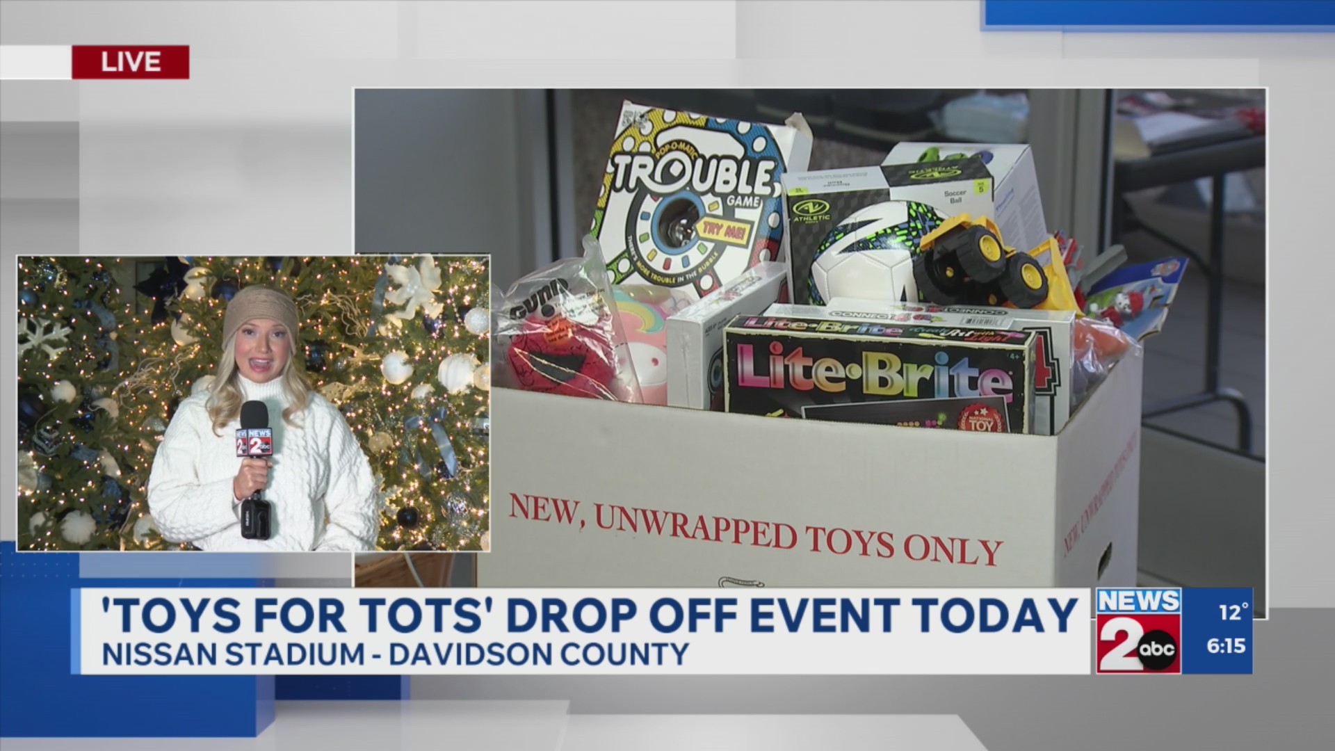 'Toys for Tots' drop off event today at Nissan Stadium