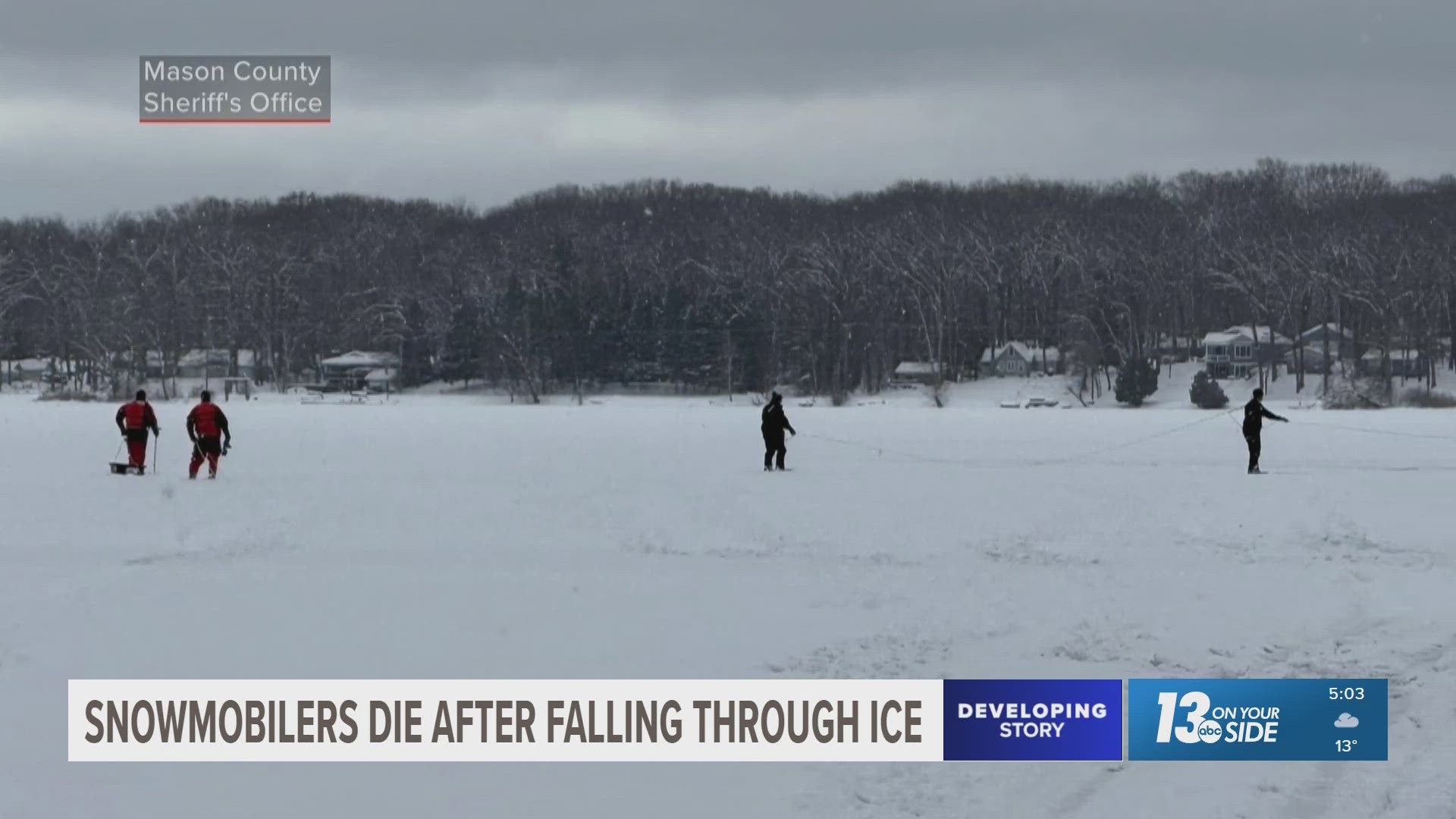 Snowmobilers die after falling through ice on Mason County lake