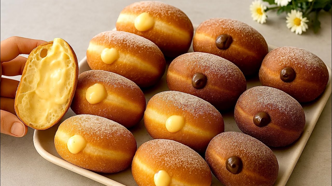 Ultimate soft donuts filled with rich chocolate cream