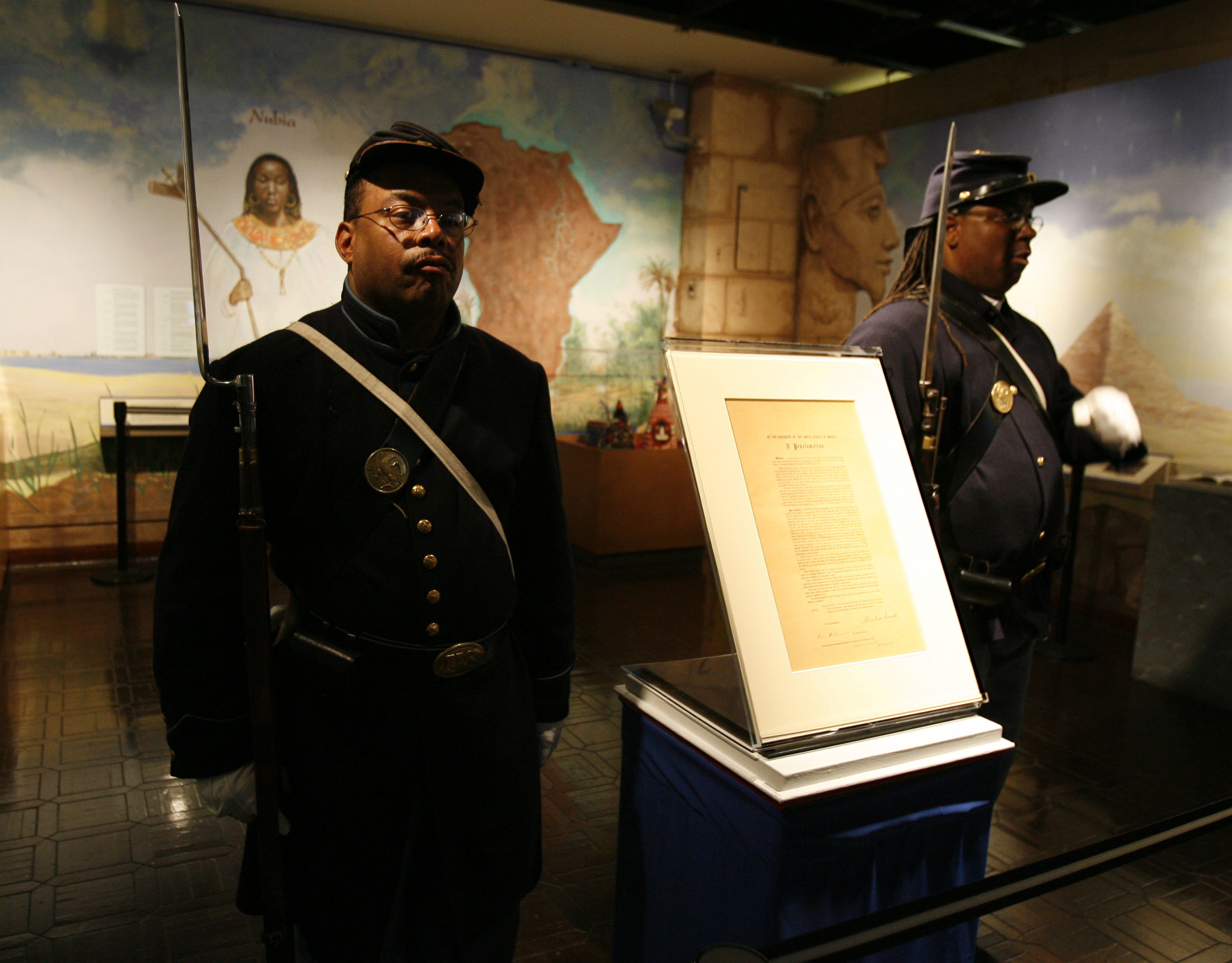 A print of the Emancipation Proclamation signed by Lincoln with deep ...