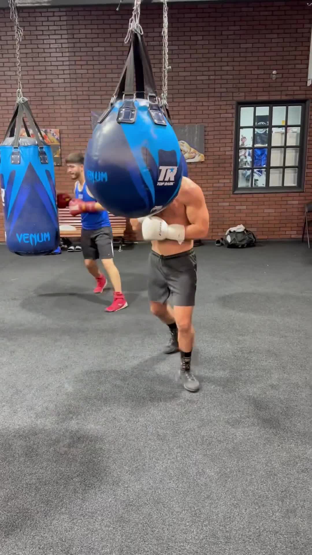 Trevor McCumby is in great shape working on the bag before being cut ...