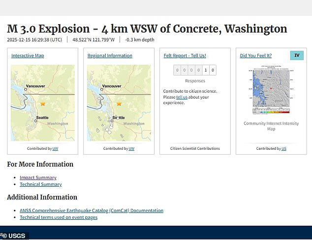 Explosion alert sparks panic in Washington with warning of earthquake