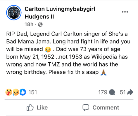 R&B legend Carl Carlton dead at 72 as tributes pour in for 'Bad Mama ...