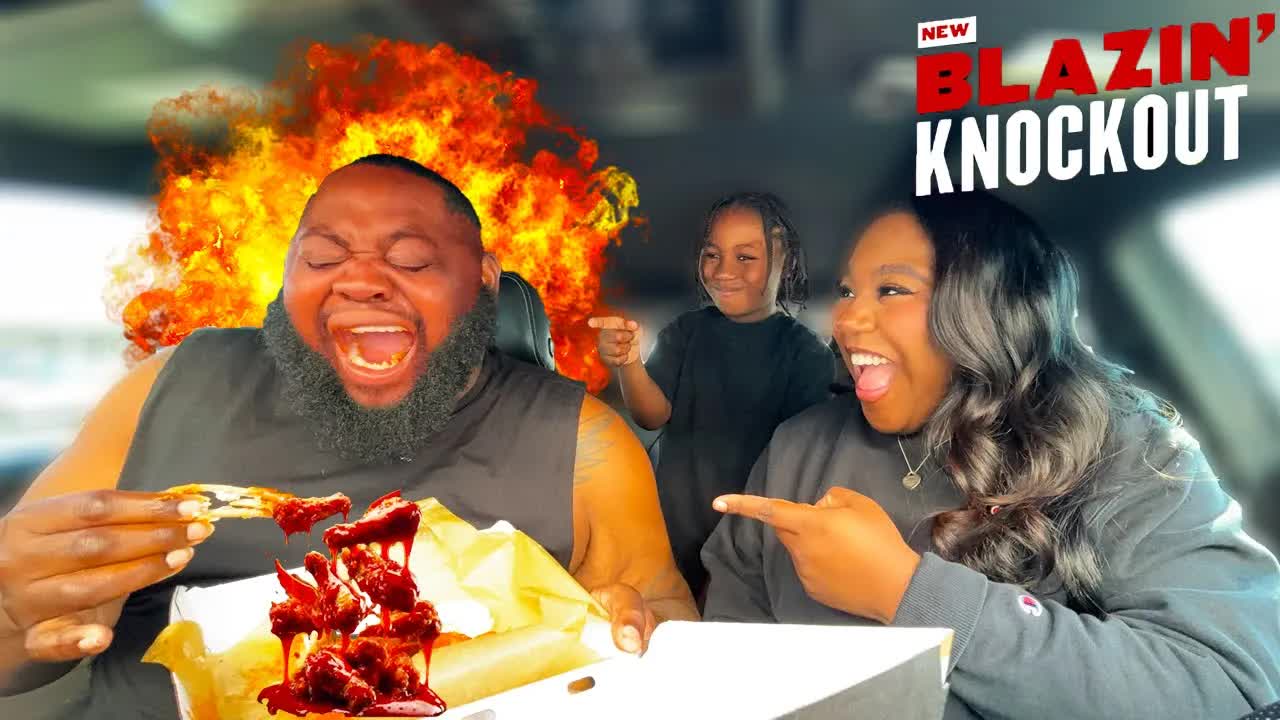 Making my husband eat blazin knockout wings from Buffalo Wild Wings to ...