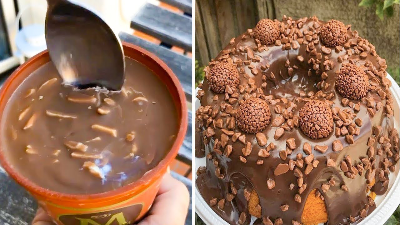 Satisfying cake video featuring chocolate layers