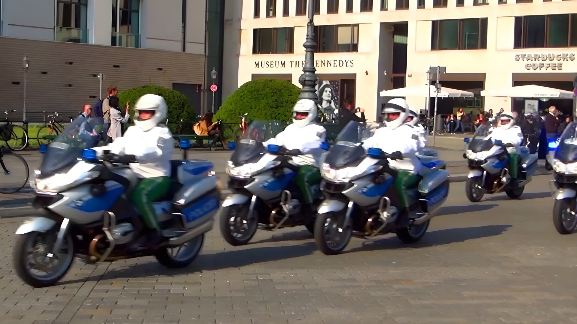 German police convoy escorting Mercedes S-Class