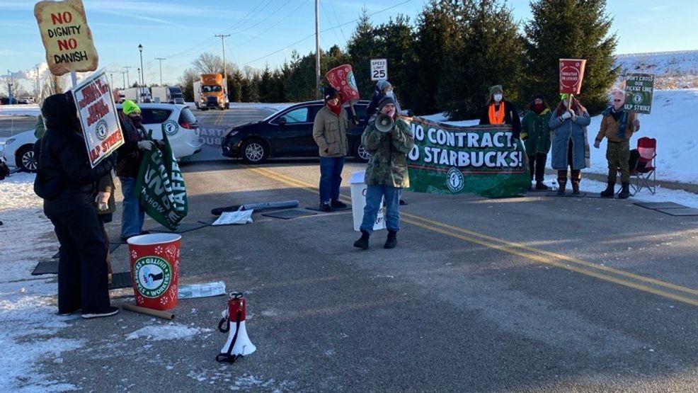 Watch | Starbucks baristas strike again outside York distribution center