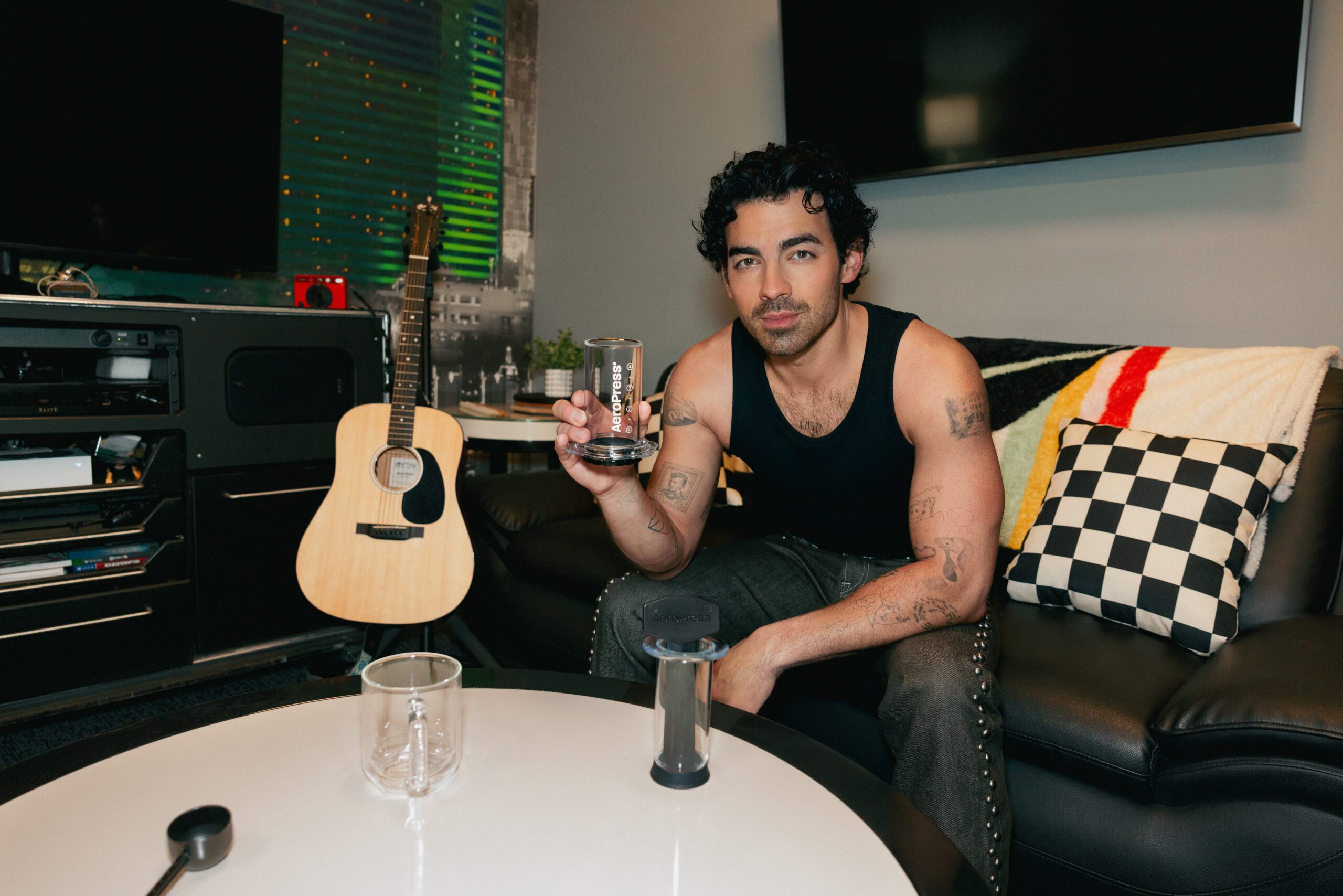 Joe Jonas names his favorite coffee maker—the AeroPress Clear Purple