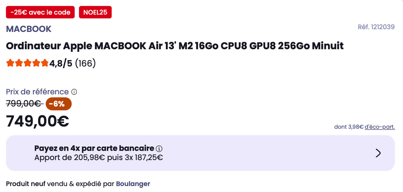 MacBook Air M2 : le modèle 16 Go à 739 €, (presque) son plus bas ...