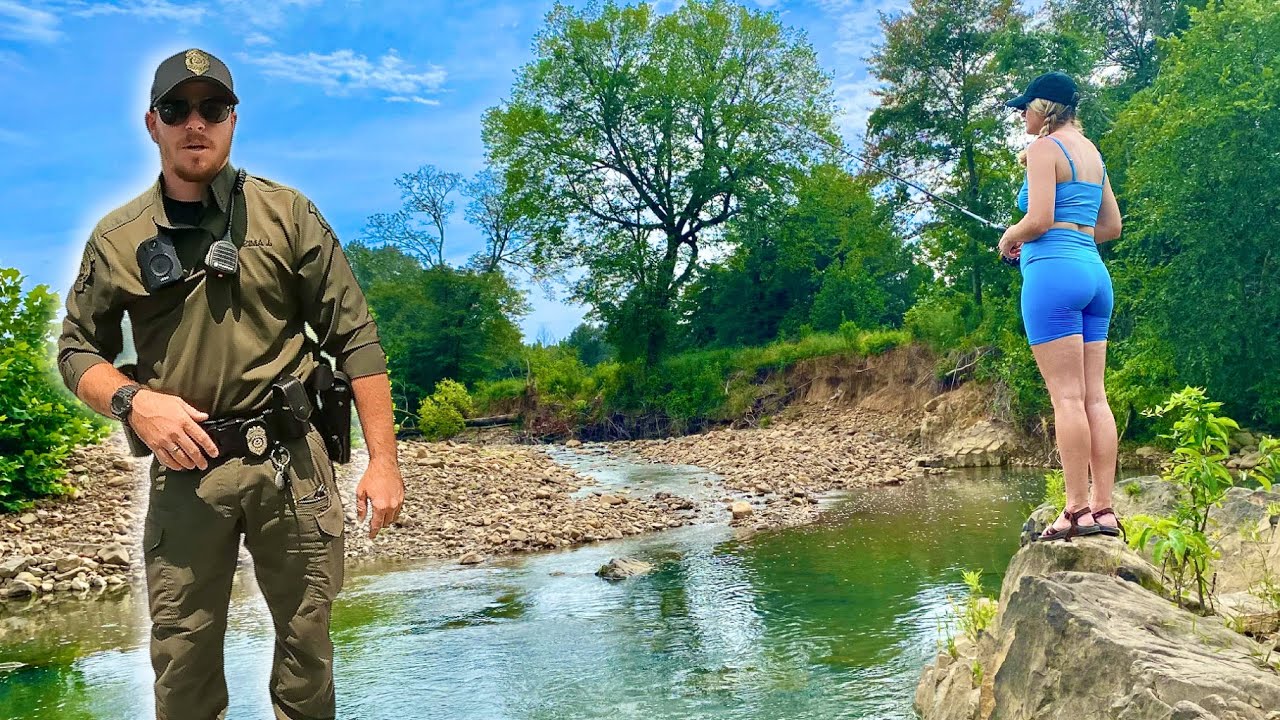 Slaying fish in remote creek until game warden shows up