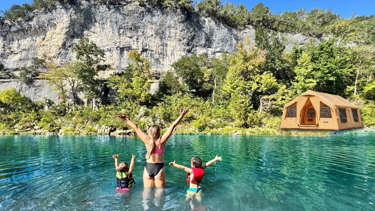 24-hour riverbank camping and fishing at pristine mountain river