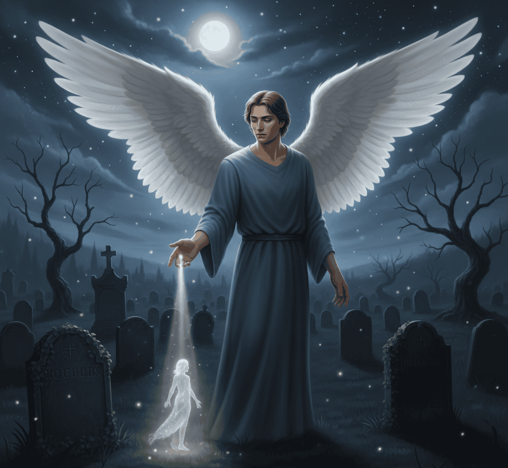 The angel Remiel who weighs the souls that refuse to die