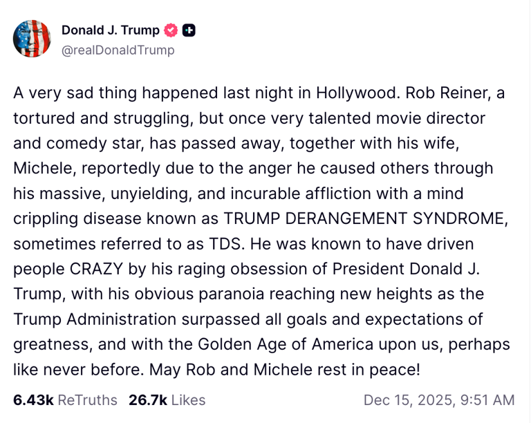 Trump's MAGA fans are not happy over his Rob Reiner comment, and the ...