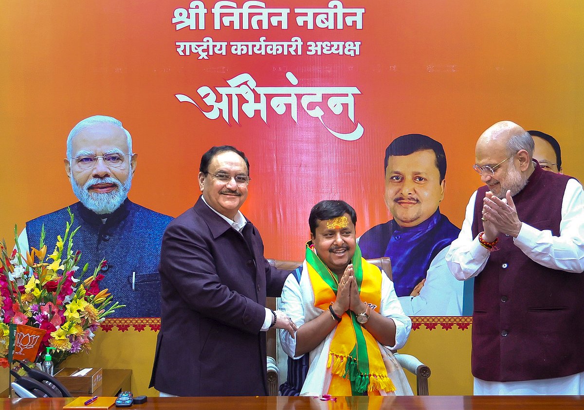 Nitin Nabin takes charge; Amit Shah, Nadda welcome new president at party HQ