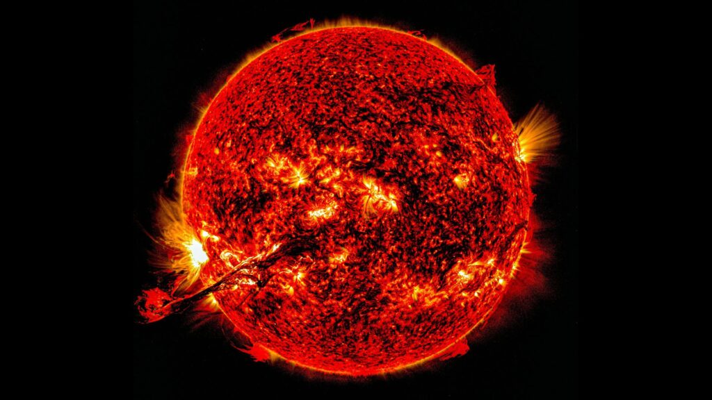 Solar flare erupts, lighting up the southern skies