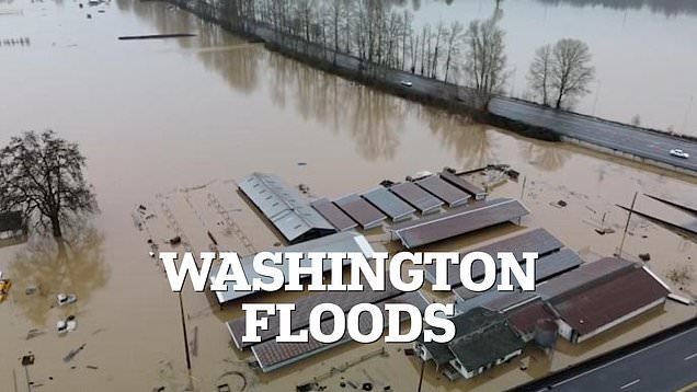 Drone video shows flooding in Washington state after dam break