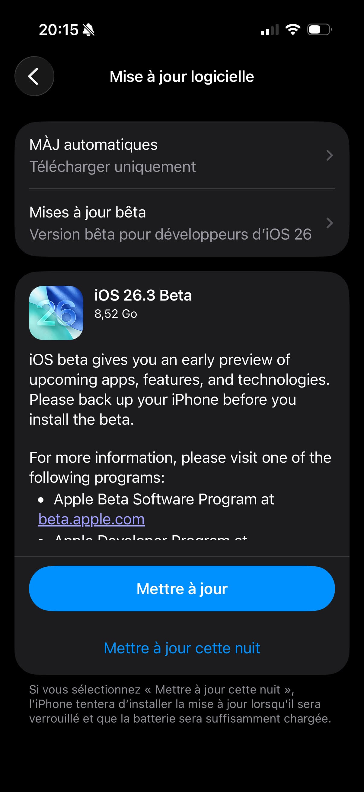 Les premières bêtas des OS 26.3 sont disponibles