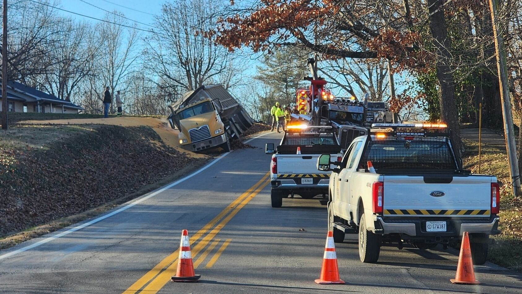 Traffic diverted after grain truck overturns in Sebree