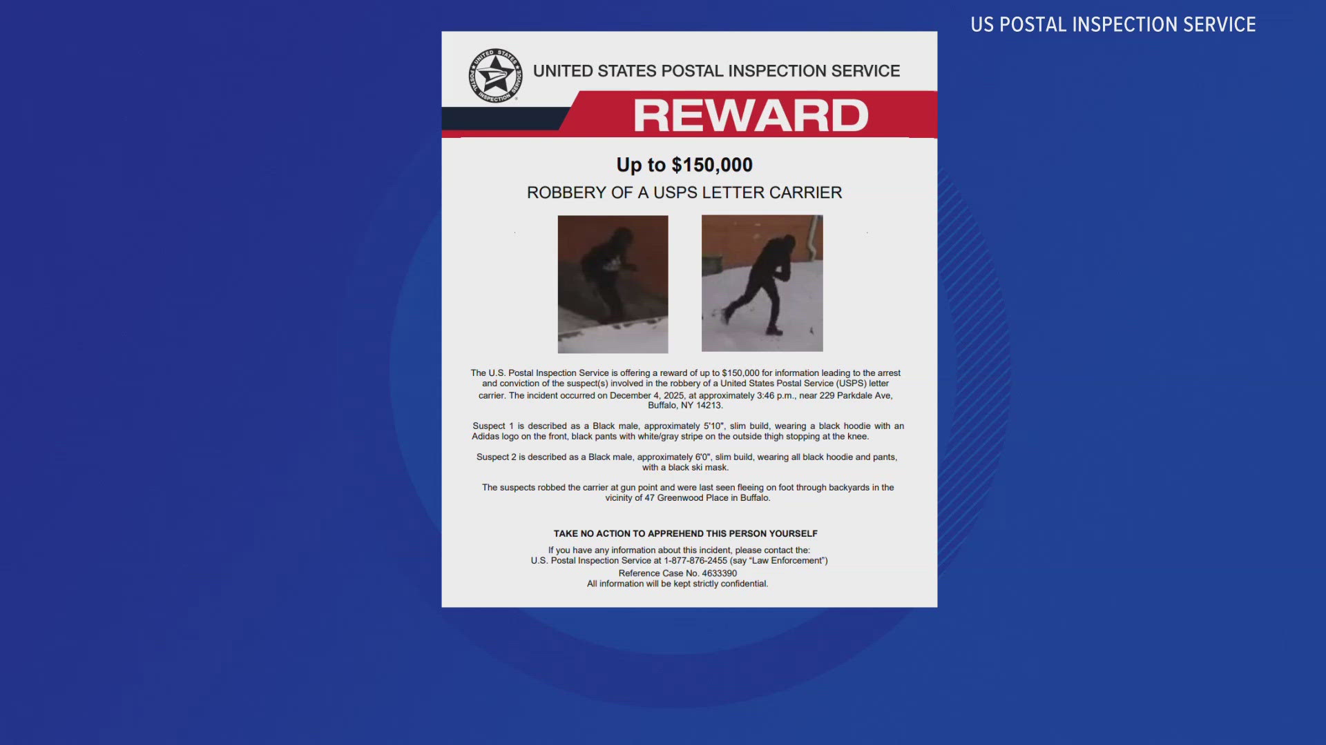 Reward offered for local USPS robbery spree